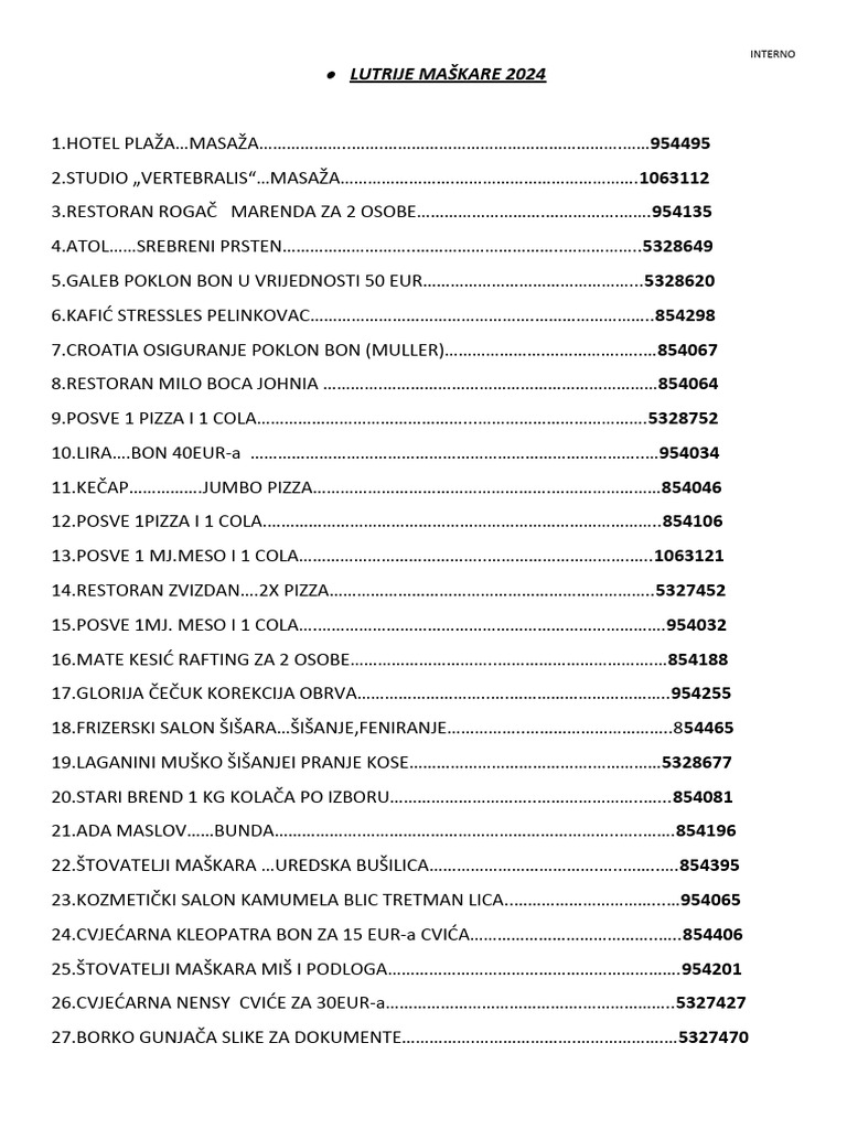 Lutrije Maskare 20242 | PDF
