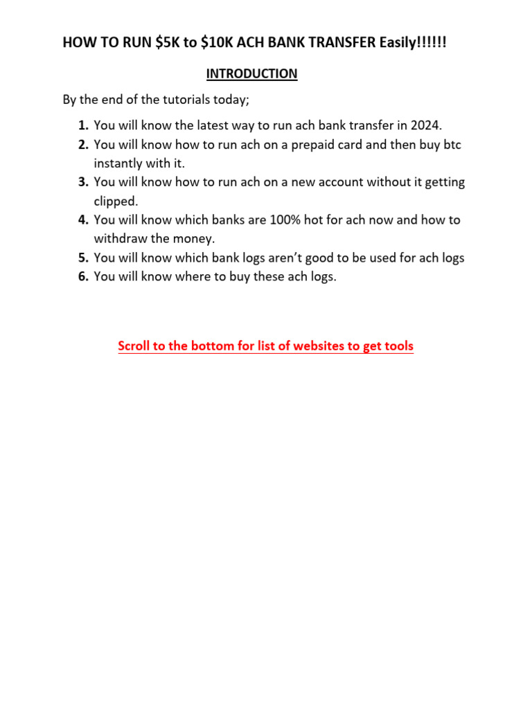 Ach Bank Transfer Tuts | PDF