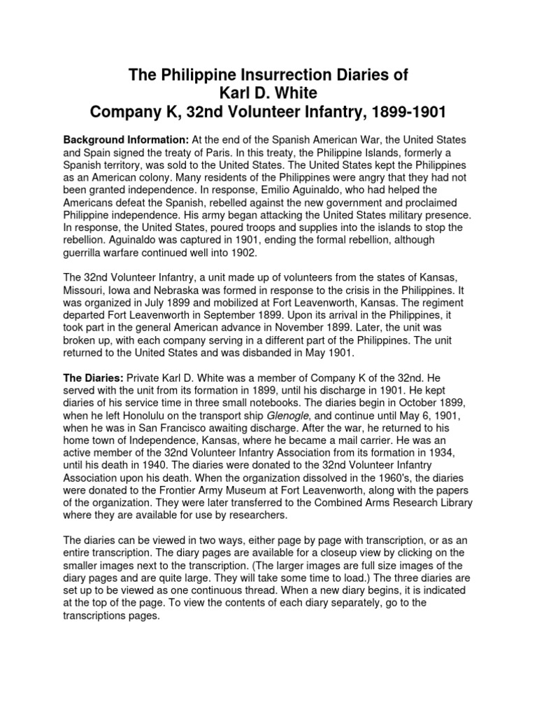 Philippine Insurrection Diaries by Karl White | PDF | Spanish Empire ...