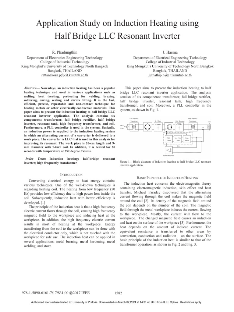 Application Study On Induction Heating Using Half Bridge LLC Resonant Inverter | PDF ...