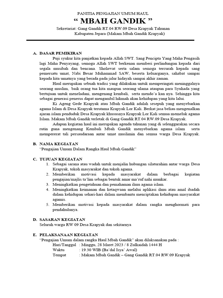 Haul Mbah Gandik di Krapyak | PDF