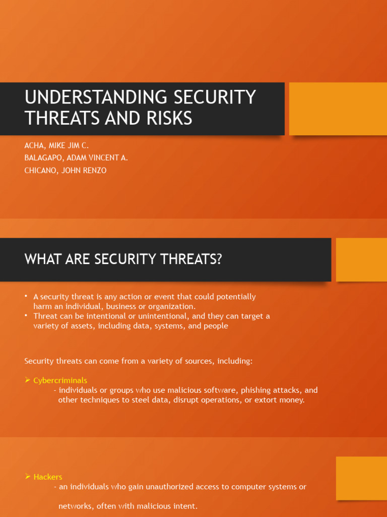 Understanding Security Threats and Risks | PDF | Security | Computer ...