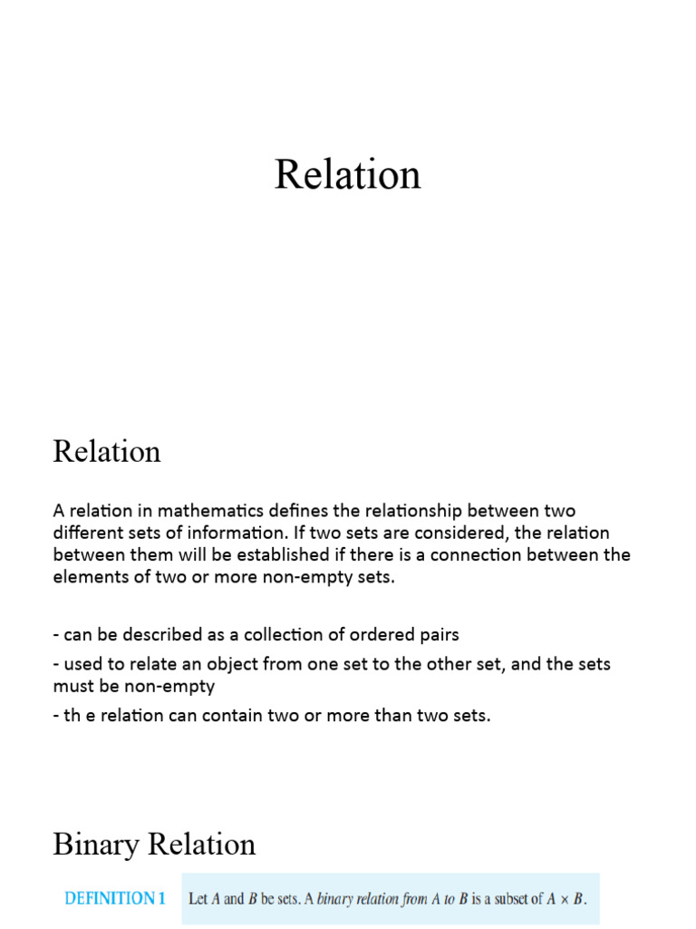 Relation | PDF | Set (Mathematics) | Logic