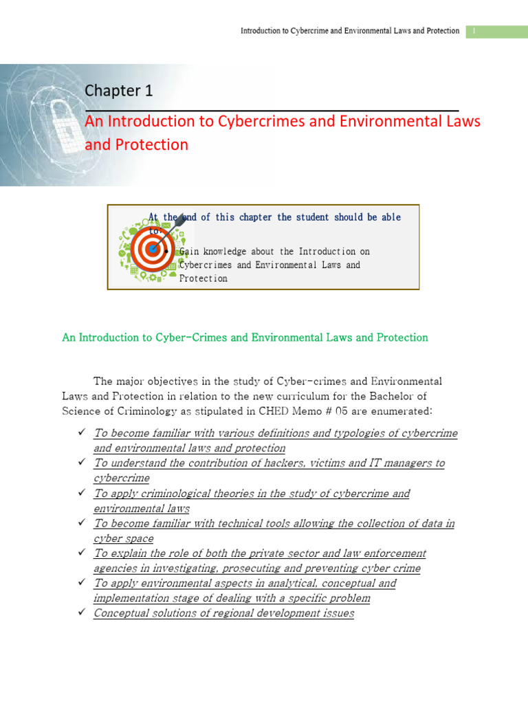 Chapter 1 An Introduction To Cybercrimes and Environmental Laws and Protection | PDF | Cybercrime