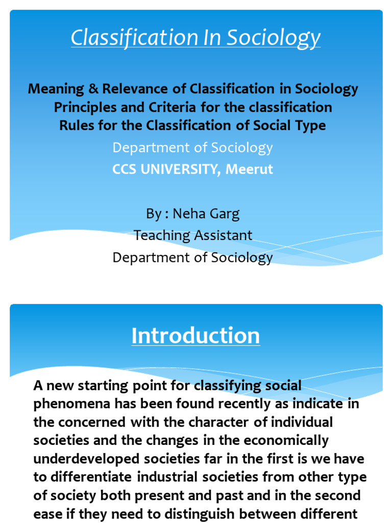 Classification in Sociology | PDF