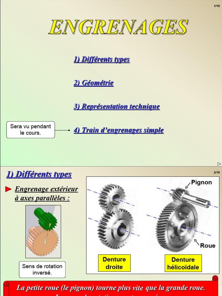 Types et géométrie des engrenages | PDF | Engrenage | Biens manufacturés