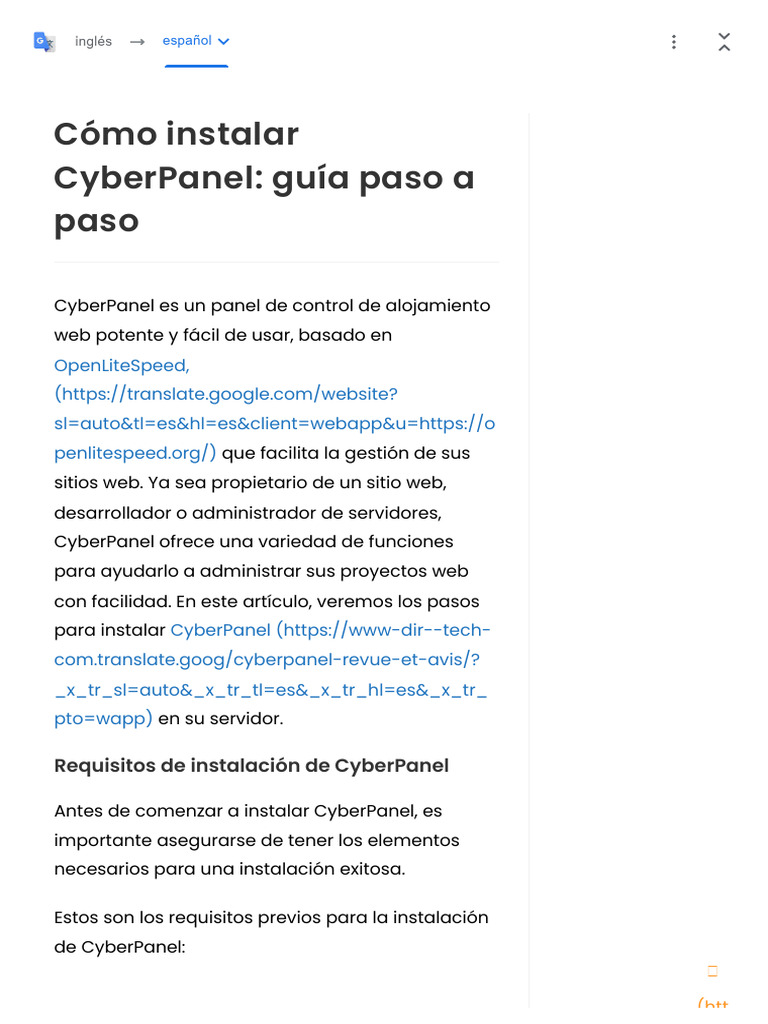 Cómo Instalar CyberPanel - Guía Paso A Paso | PDF | Servidor (Computación) | Software libre