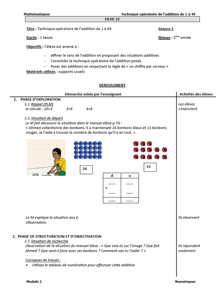 10 Technique Opératoire de L'addition de 1 À 49 | PDF