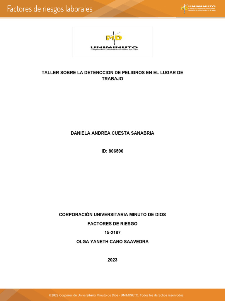 Taller de Factores de Riesgo | PDF | Factores humanos y ergonomía | Especialidades Medicas