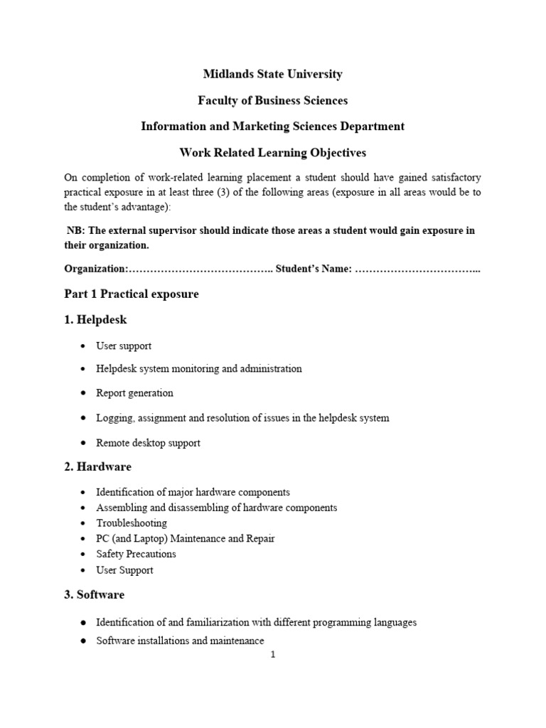 Work-Related Learning Objectives Guide | PDF | Databases | Computer Network