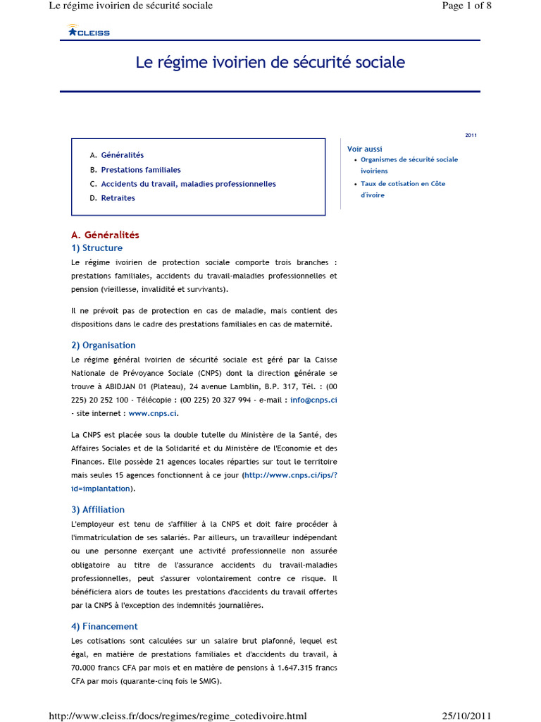 Cleiss Social Security Report - Cote D'ivoire | PDF