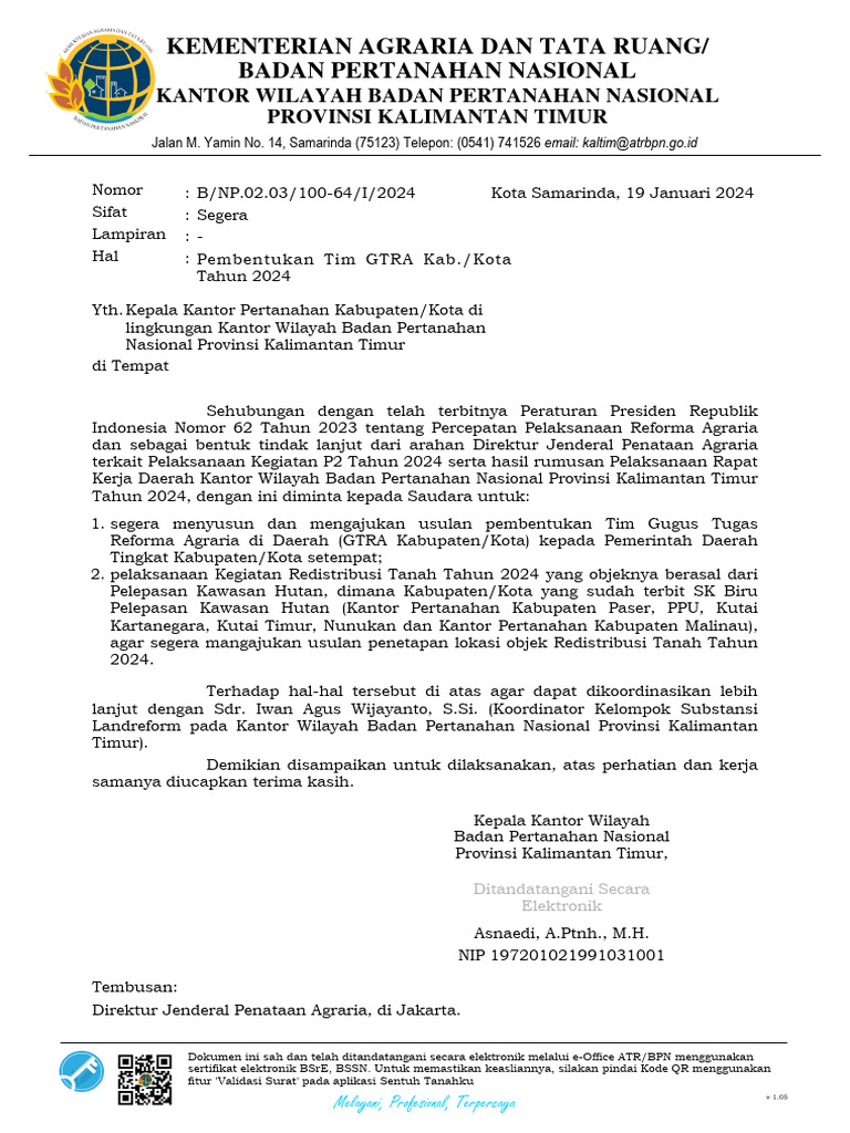 100 - Pembentukan Gtra Kab-Kota - 2024 | PDF