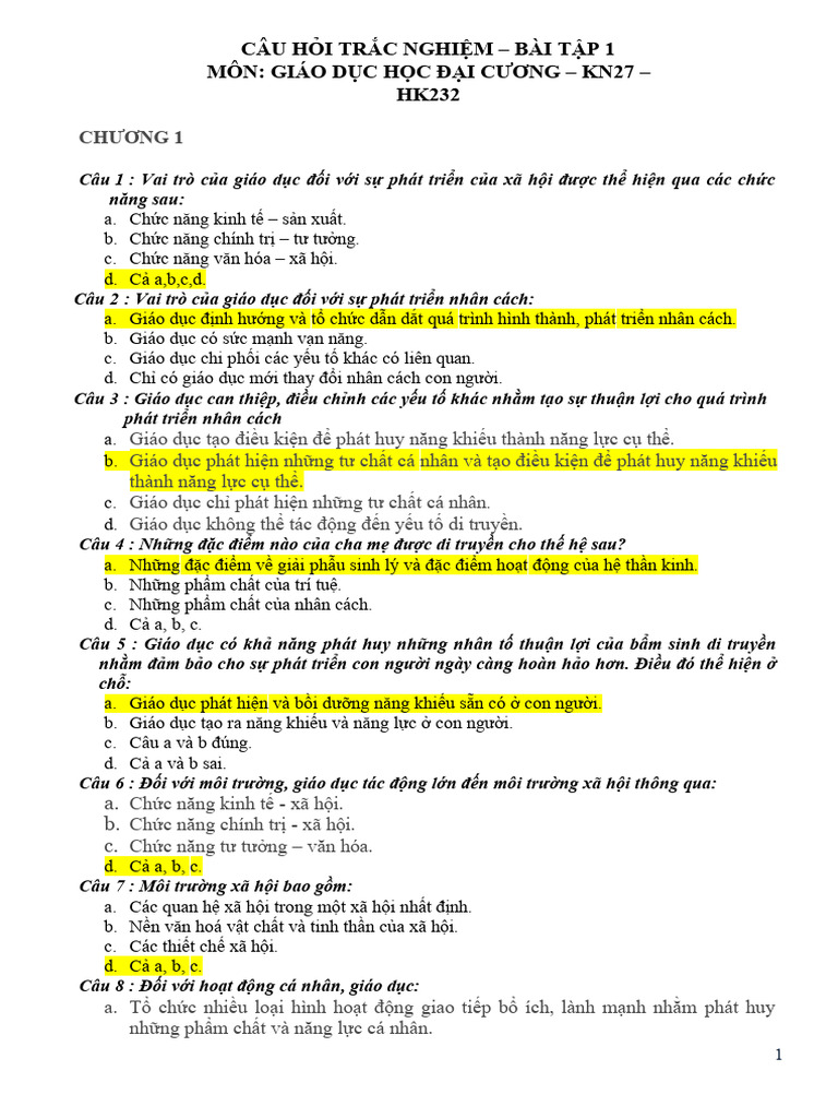 Câu Hỏi Bài Tập GDH | PDF