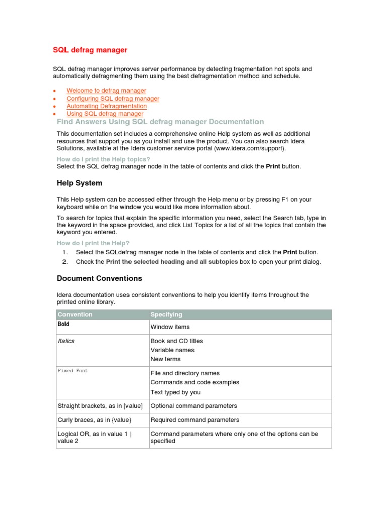 Sql Defrag Manager User Guide Pdf Database Index Microsoft Sql Server 2409