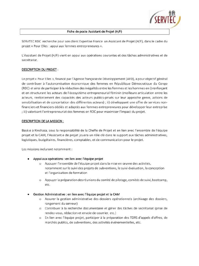 Assistant de Projet | PDF