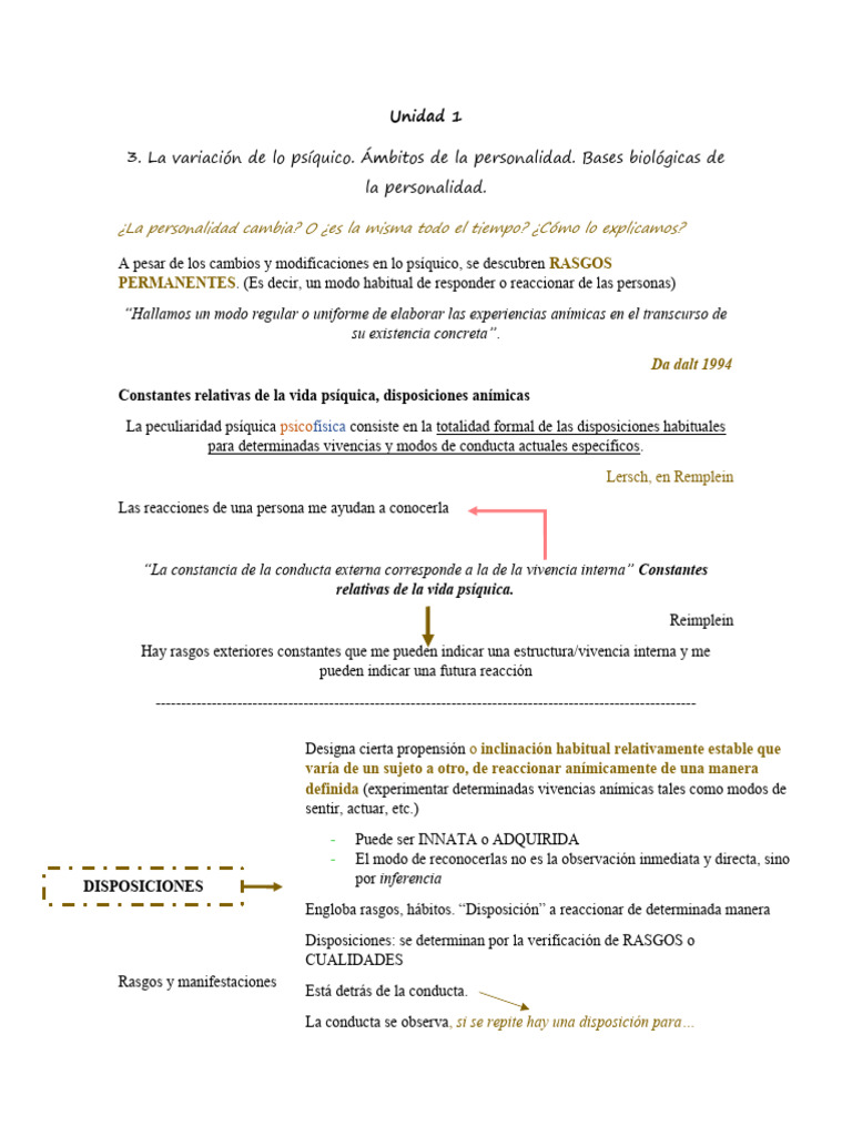 UNIDAD 1 -Psico. de la personalidad- | PDF | Temperamento | Comportamiento