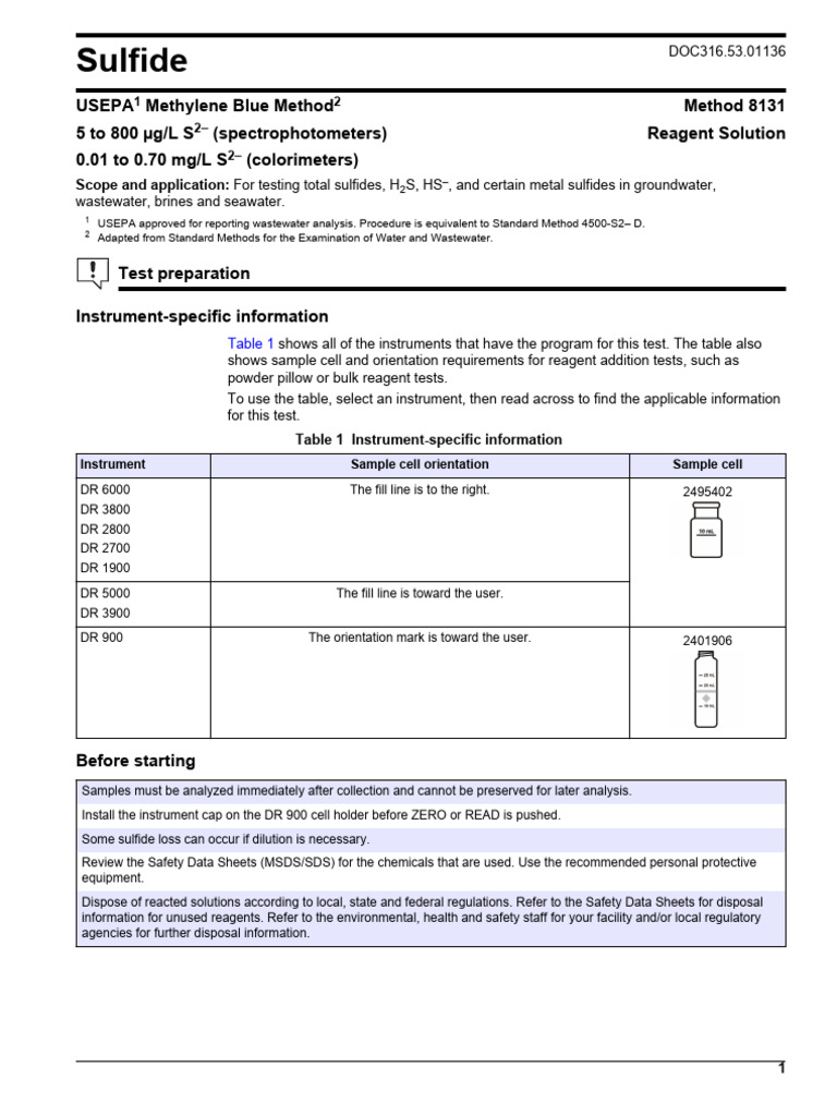 AEN-DE-036 Method 8131 Sulfide | PDF