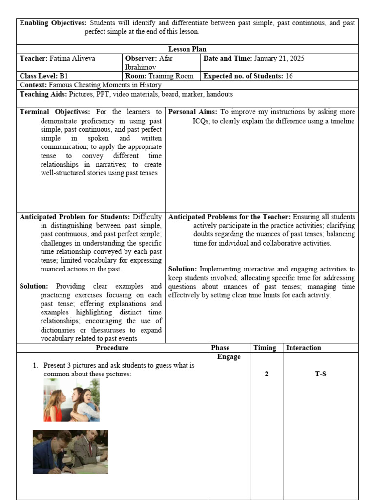 Lesson Plan - Fatima Aliyeva | PDF | Lesson Plan | Cognitive Science