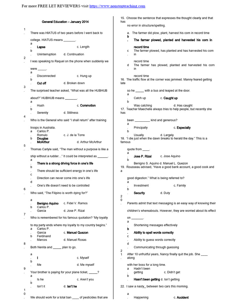900 Items With Answer Key General Education | PDF | Water | Evaporation
