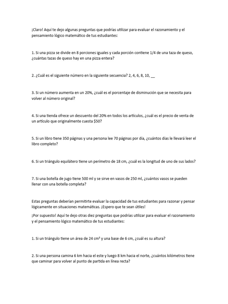 Preguntas de Razonamiento y Logico Matematicas | PDF