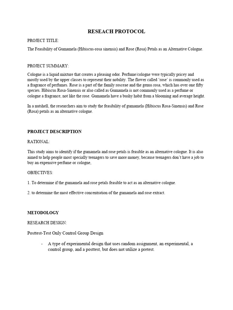 Research Protocol NG Group2 | PDF | Perfume | Experiment