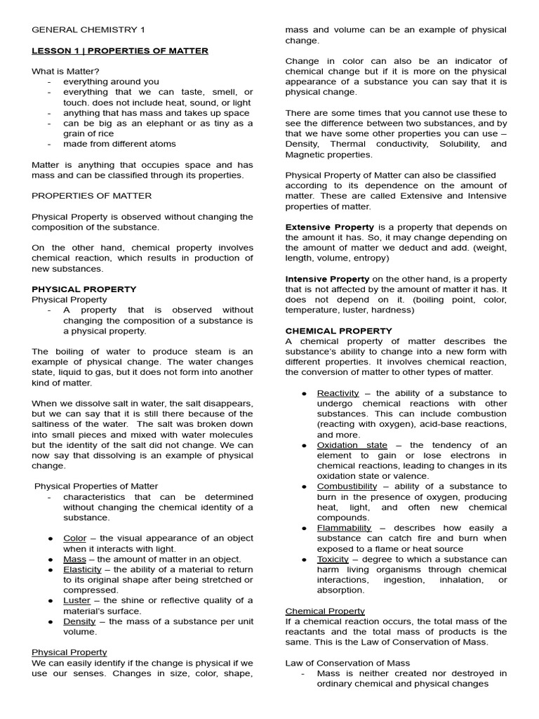 General Chemistry 1 | PDF | Chemical Substances | Matter