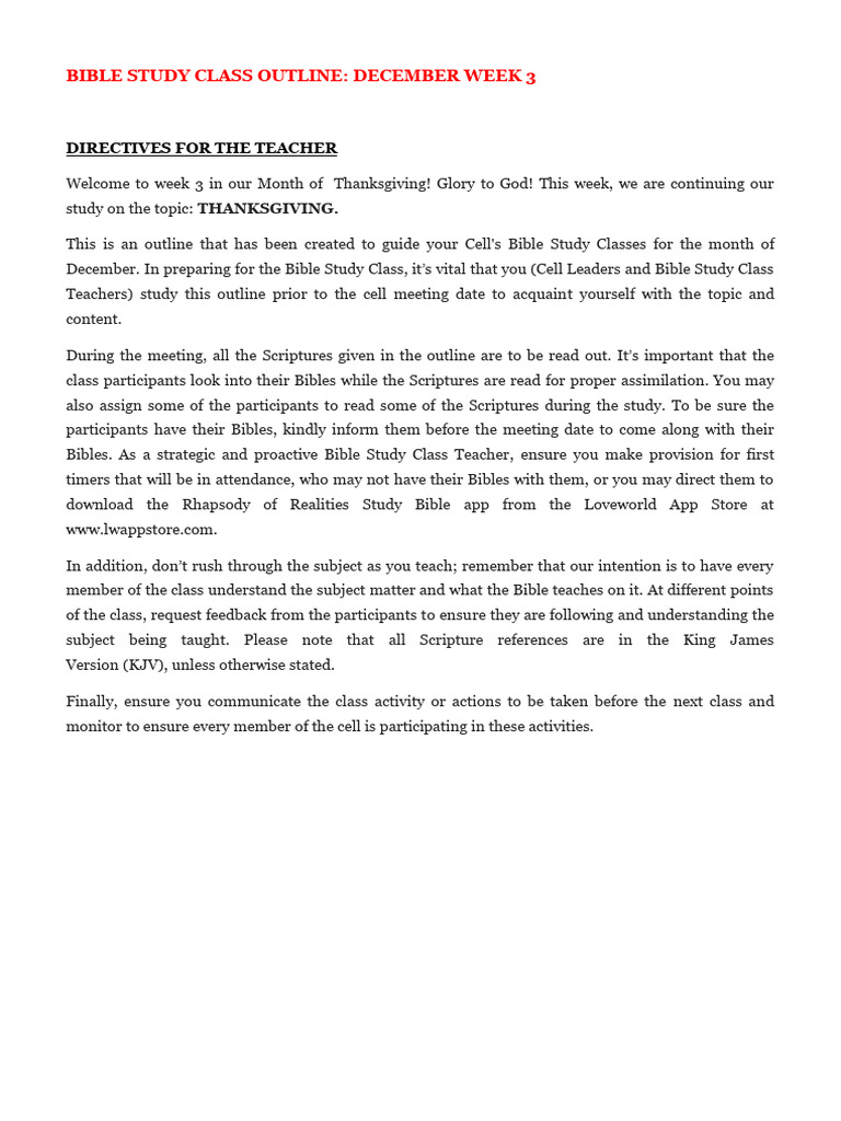 Bible Study Week 3 | PDF