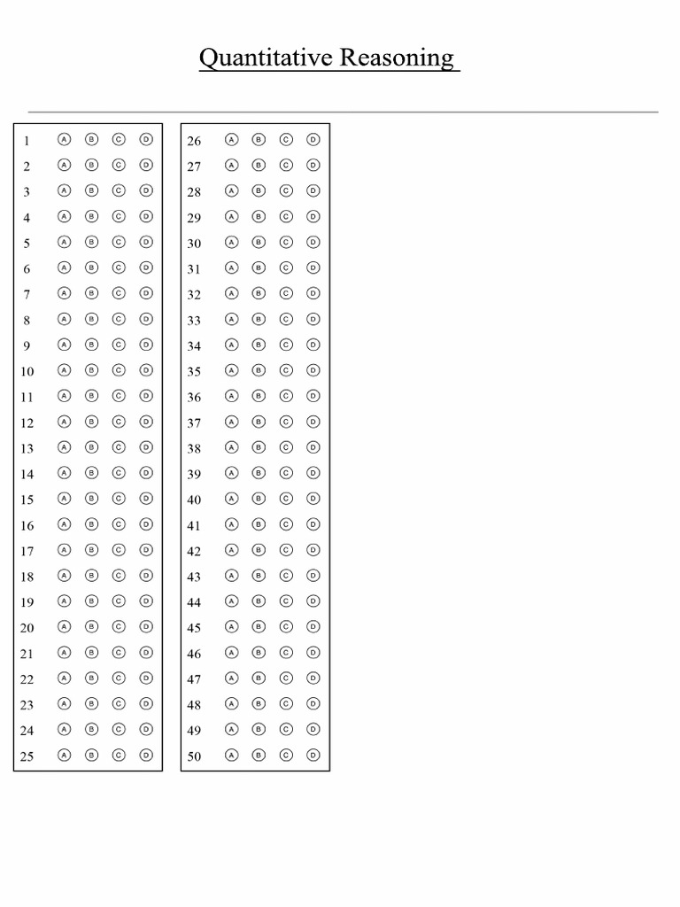 Quantitative Reasoning Answer-Sheet | PDF