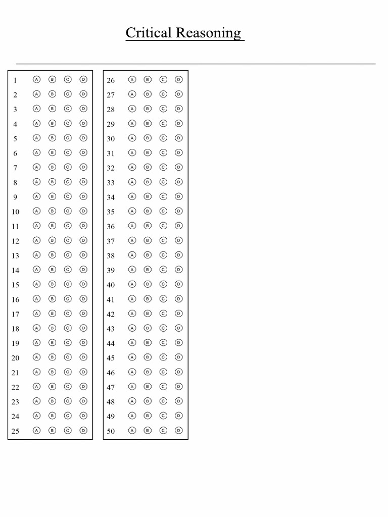 Critical Reasoning Answer-Sheet | PDF