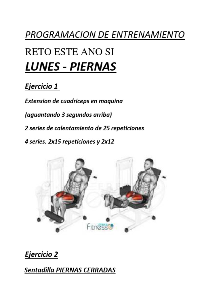 Programacion de Entrenamiento Ina | PDF | Anatomía humana | Entrenamiento con pesas