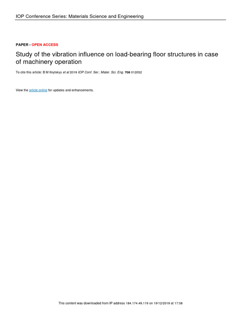 Study of The Vibration Influence On Load-Bearing F | Download Free PDF | Structural Engineering ...