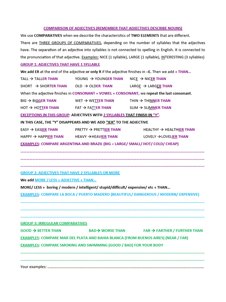COMPARATIVES | PDF | Noun | Adjective