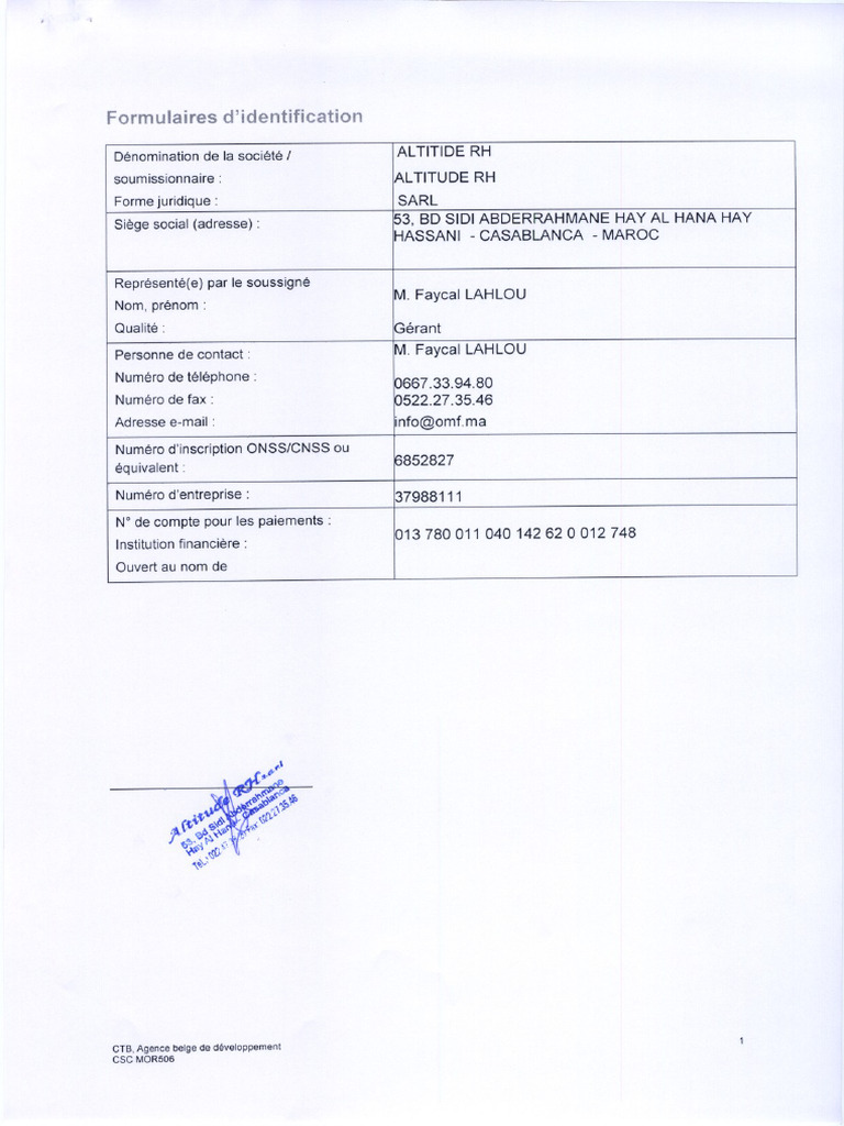 Formulaire D'identification | PDF