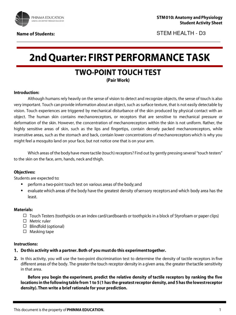 2ndQ Performance Task1 Pair Work Two Point Touch Test1 | PDF