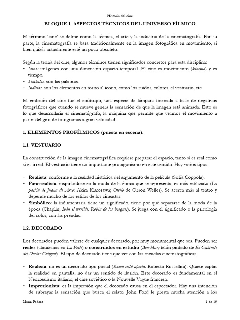 Elementos Técnicos del Cine | PDF | Composición (artes visuales) | Ritmo