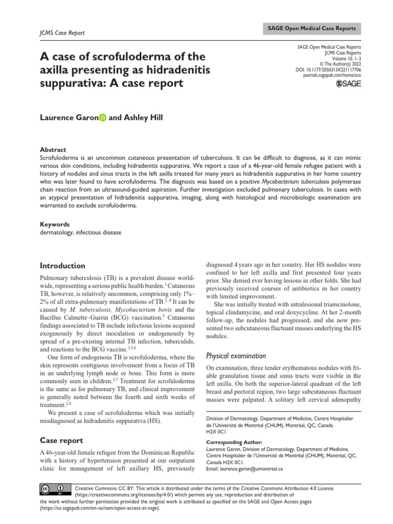 NOVO 5 - Escrofuloderma Como Hidradenite 2022 | PDF | Tuberculosis ...