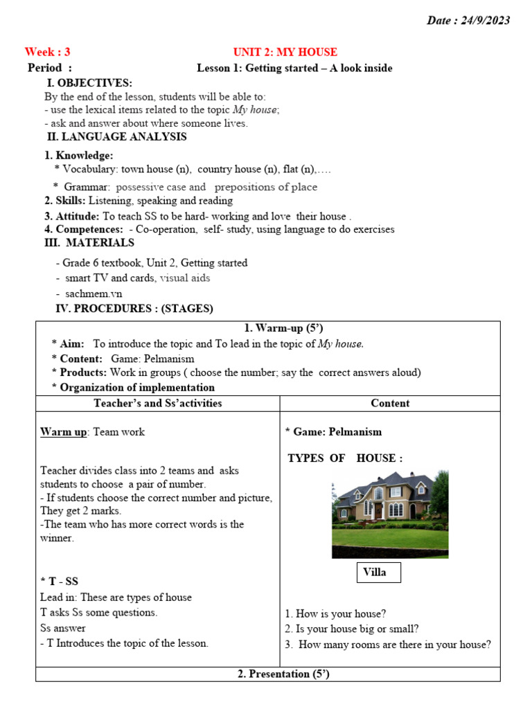 Unit 2 My House Week 4 | PDF