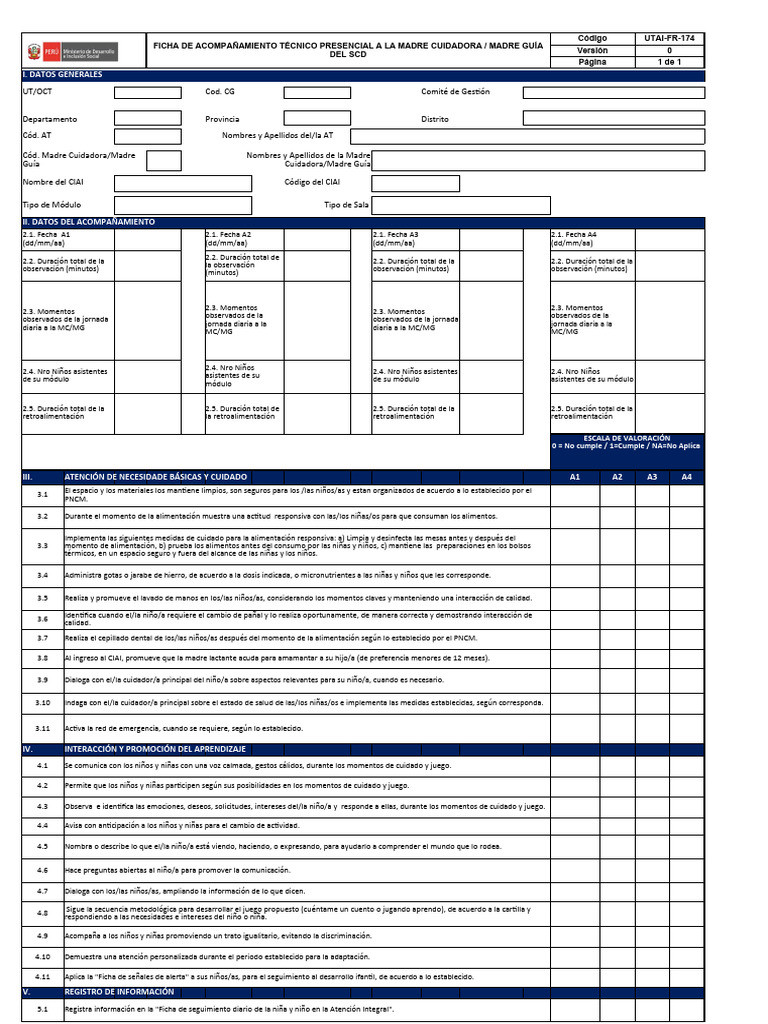 Anexo #20 - Ficha de Acompañamiento Presencial - MC - MG - 174 | PDF