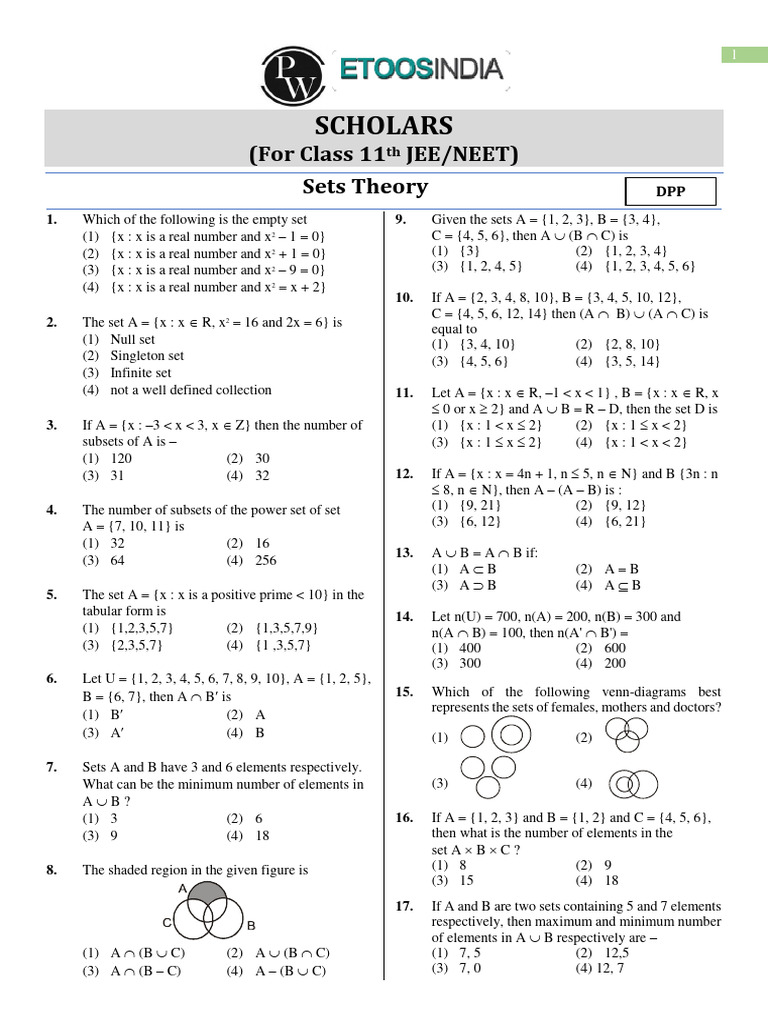 DPP - Set Theory PDF | PDF