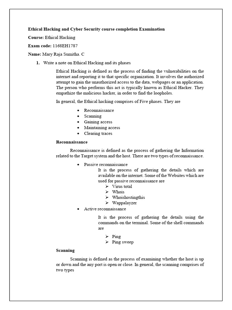 Ethical Hacking Exam Paper | PDF