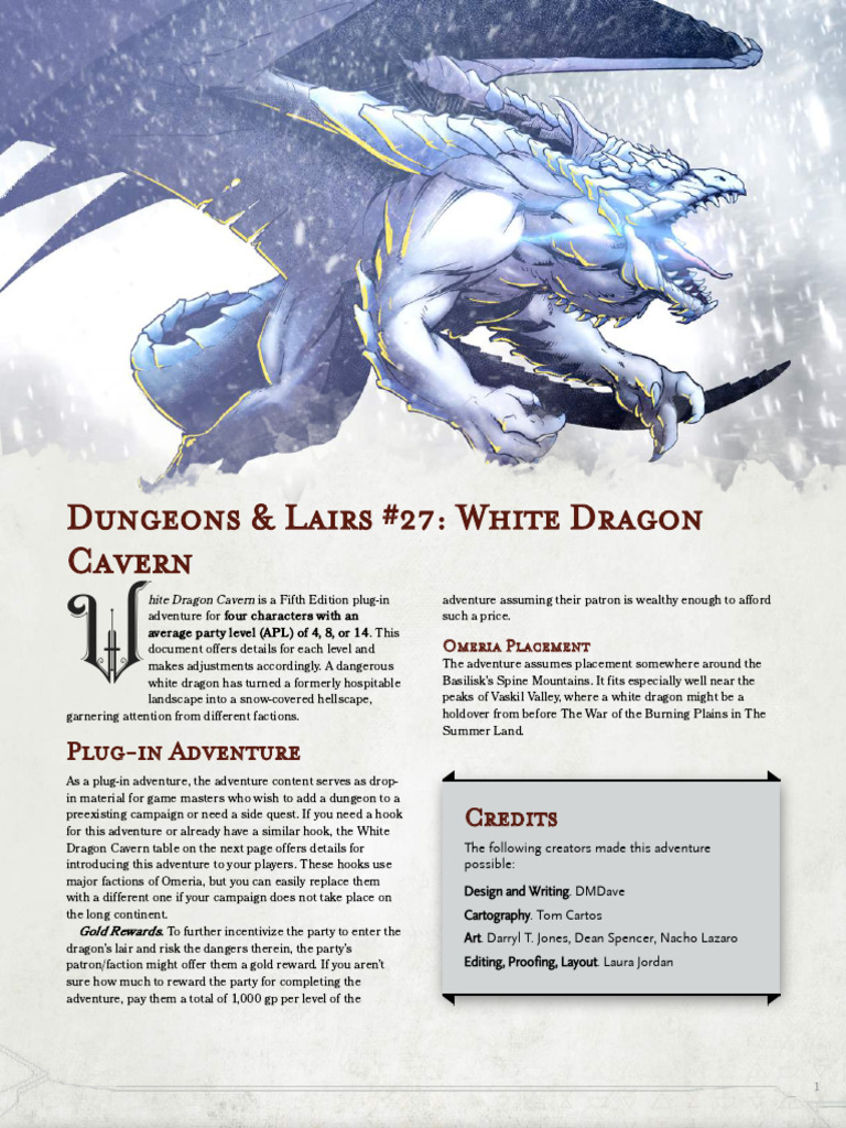 Dungeons & Lairs #27 - White Dragon Cavern (Fixed) | PDF