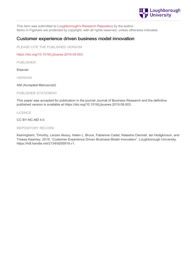 Customer Experience Driven Business Model Innovation Customer ...