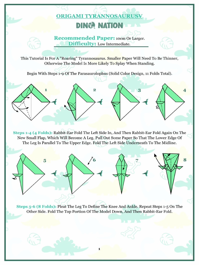 Origami Dinosaur Guides | PDF