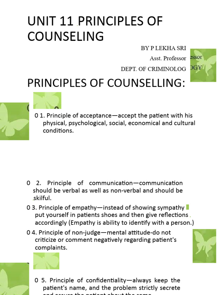 Unit 11 Principles of Counseling | PDF | Counseling Psychology | Thought