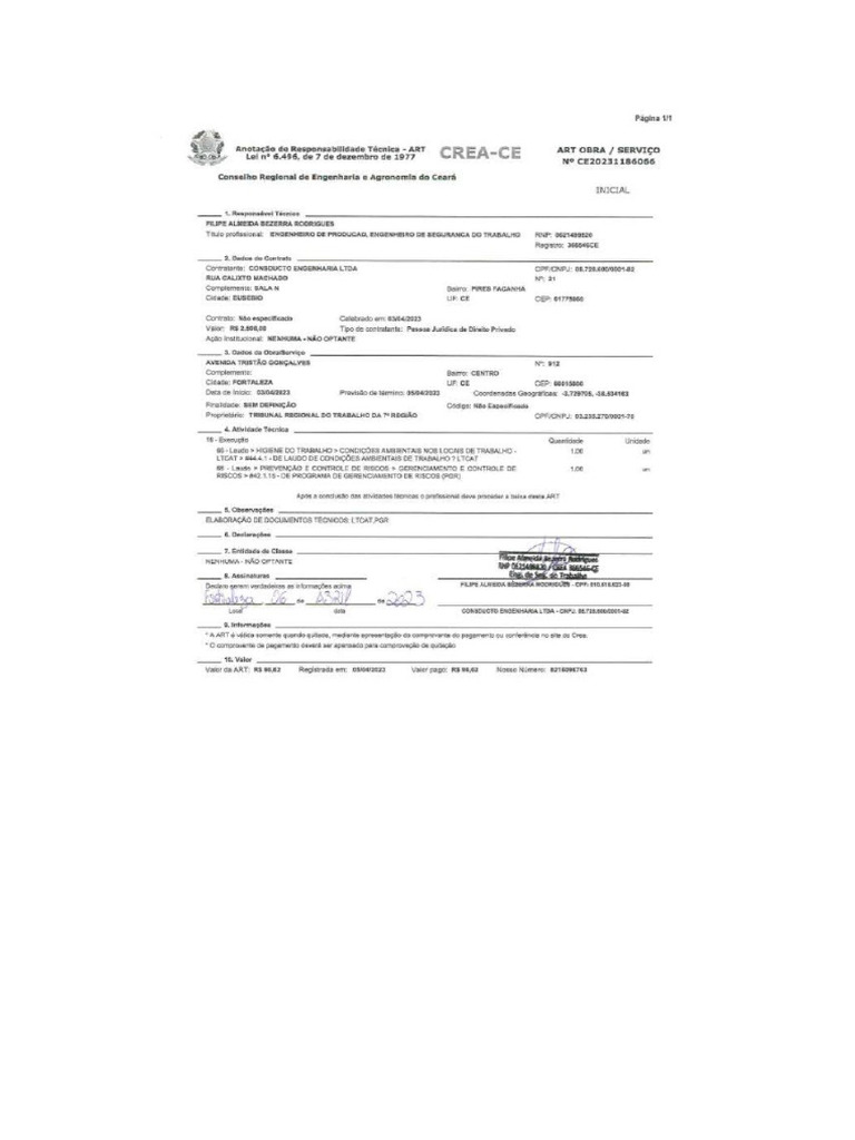 MODELO - ART para PGR e LTCAT | PDF