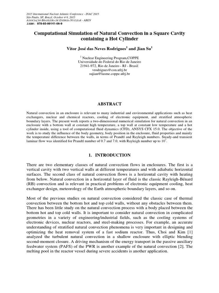 Computational Simulation of Natural Convection in A Square Cavity Containing A Hot Cylinder ...