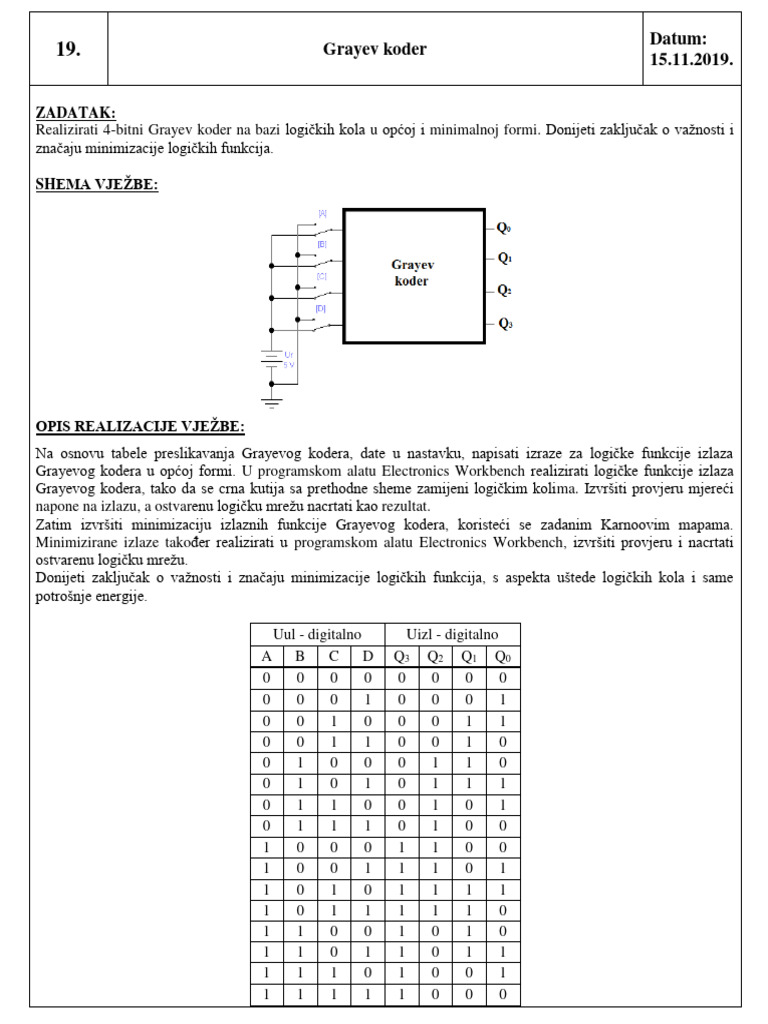 VJEŽBA 19 - Grayev Koder | PDF