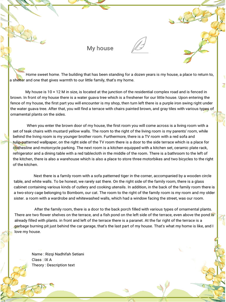 My House English Pdf