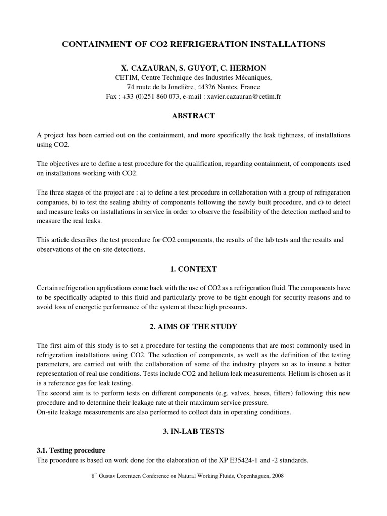 Containment of CO2 Refrigeration | PDF