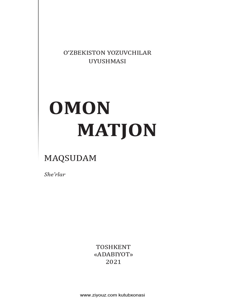 Omon Matjon. Maqsudam (2021) | PDF
